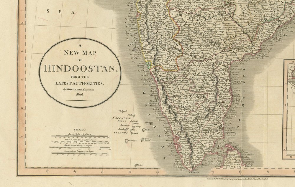 Map of Hindoostan Detailed British Cartography of India by John Cary ...