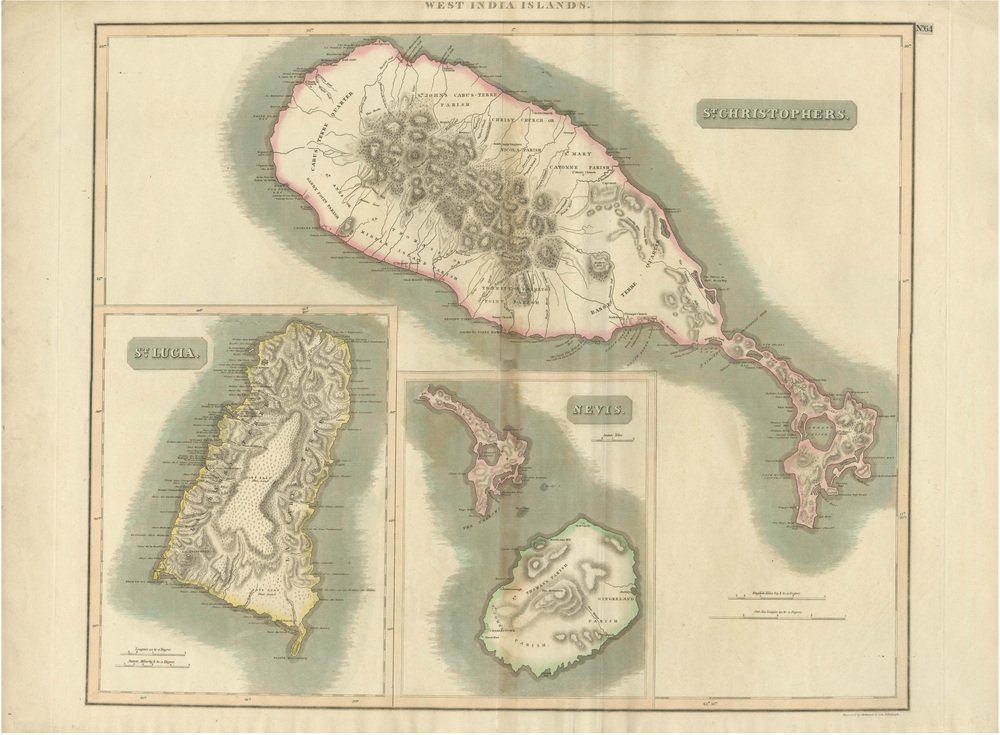 Hand-Colored Map of West India Islands, 1821 for sale at Pamono