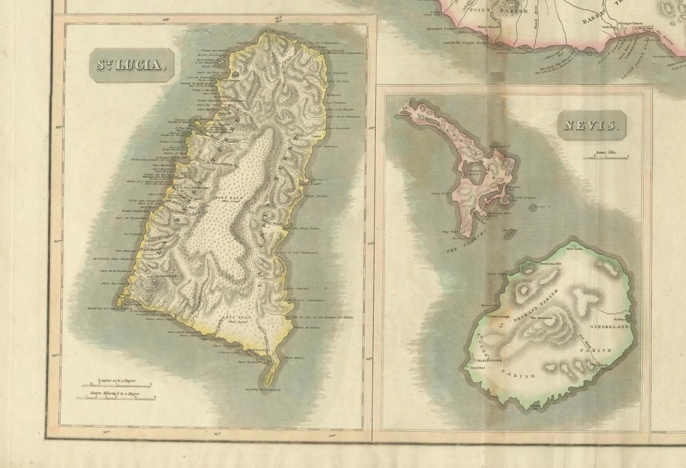 Hand-Colored Map of West India Islands, 1821 for sale at Pamono
