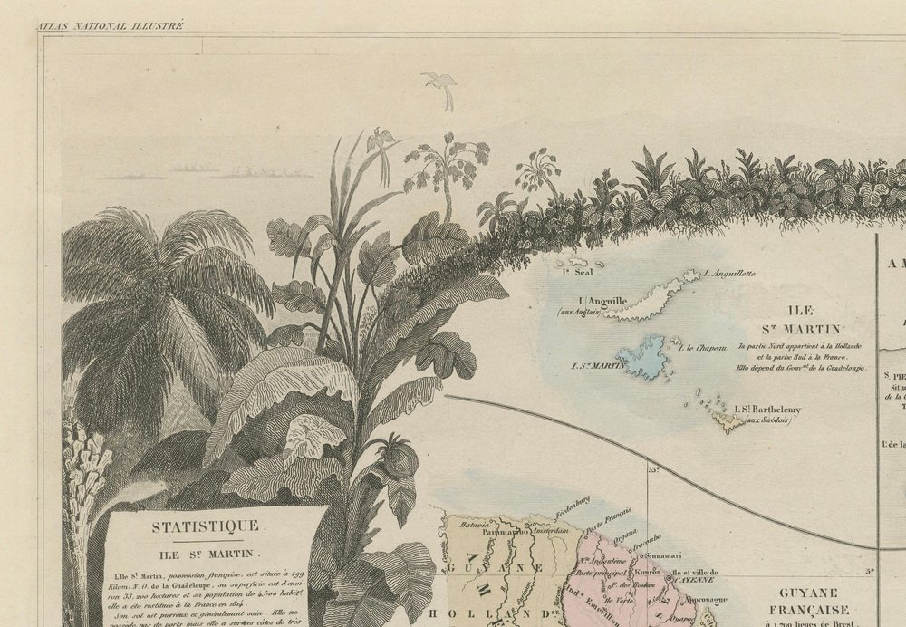 Map of French Colonies in the Americas, 1852 for sale at Pamono