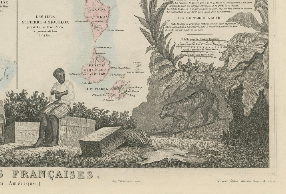 Map of French Colonies in the Americas, 1852 for sale at Pamono