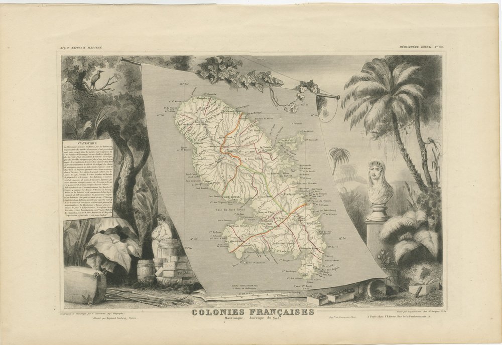 French Maps of Martinique and Guadeloupe, 1852, Set of 2 for sale at Pamono