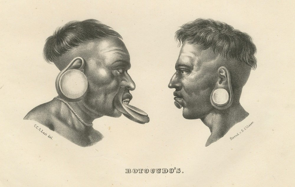 Karl Joseph Brodtmann, Botocudo People from South America, 1836, Paper ...