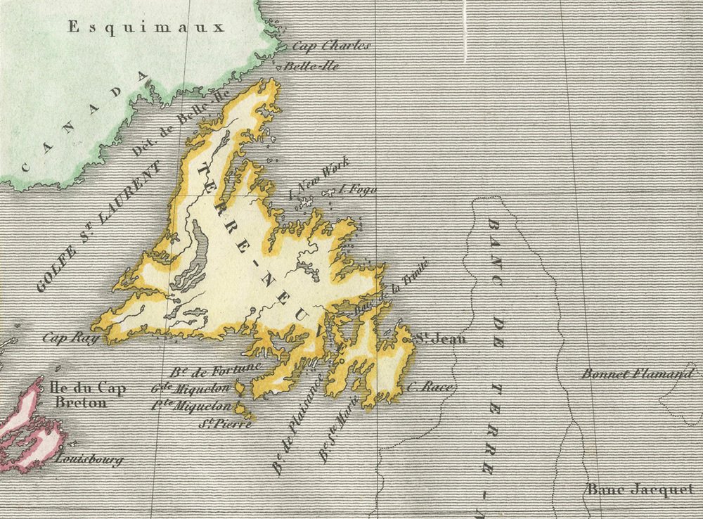 French Map of Newfoundland and St. Pierre and Miquelon for sale at Pamono