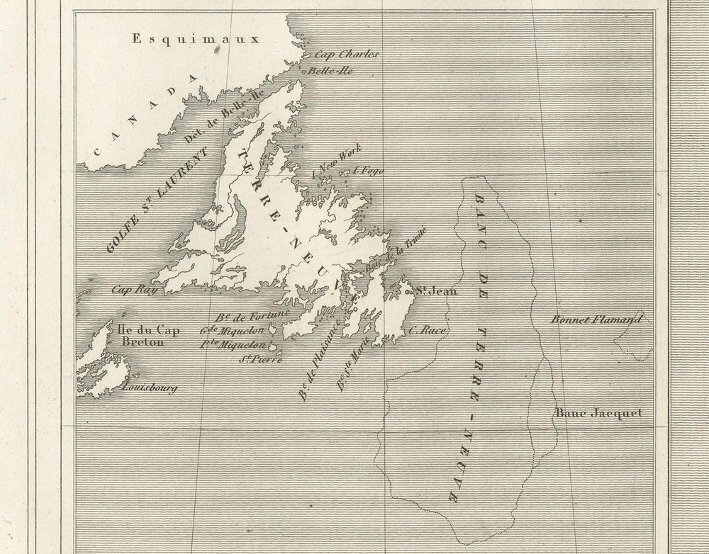 French Map of Newfoundland and St. Pierre and Miquelon, 1820 for sale ...