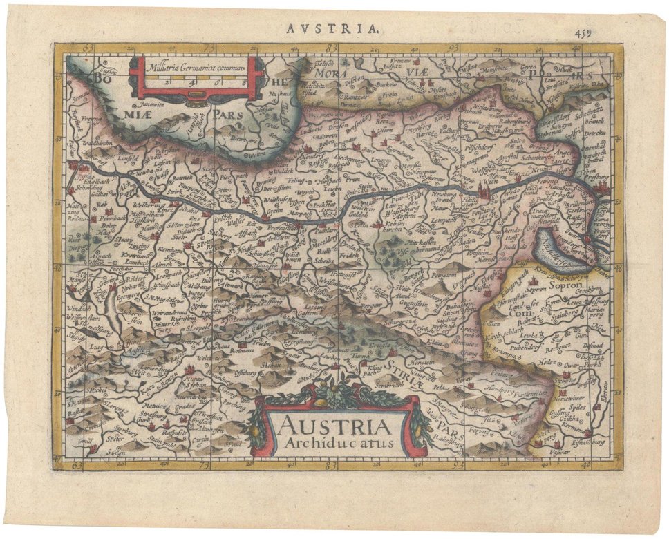 Hand-Colored Map of Eastern Austria with Vienna by Jansson for Mercator ...