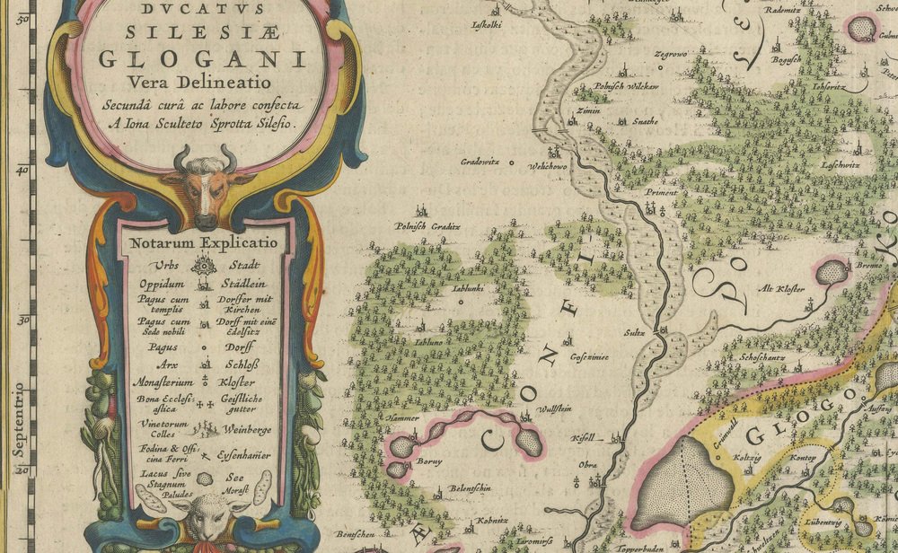 Map of Glogau and the Odra River Valley, 1659 for sale at Pamono