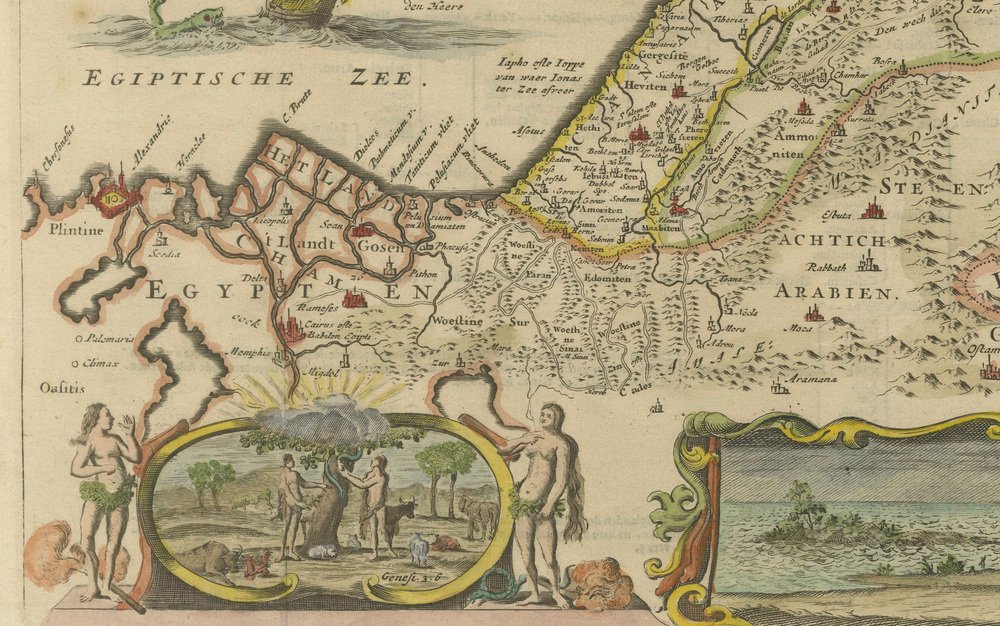 Map of Biblical Sites from Paradise to Canaan by Daniel Stoopendaal ...