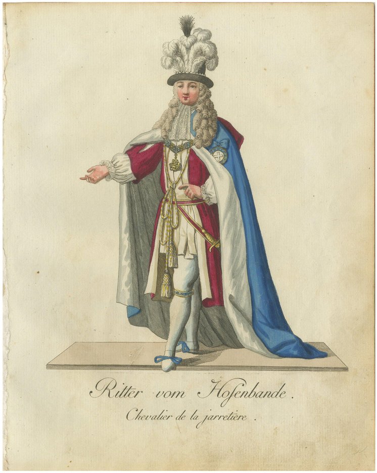 Schwan, Ritter des Garte, 18. Jh., Handkolorierte Gravur bei Pamono kaufen