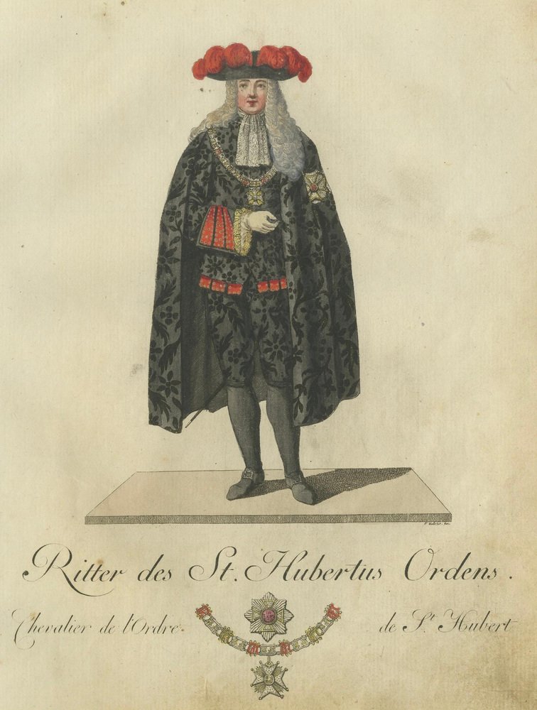 Schwan, Knight of the Order of Saint Hubert, 18th Century, Hand-Colored ...