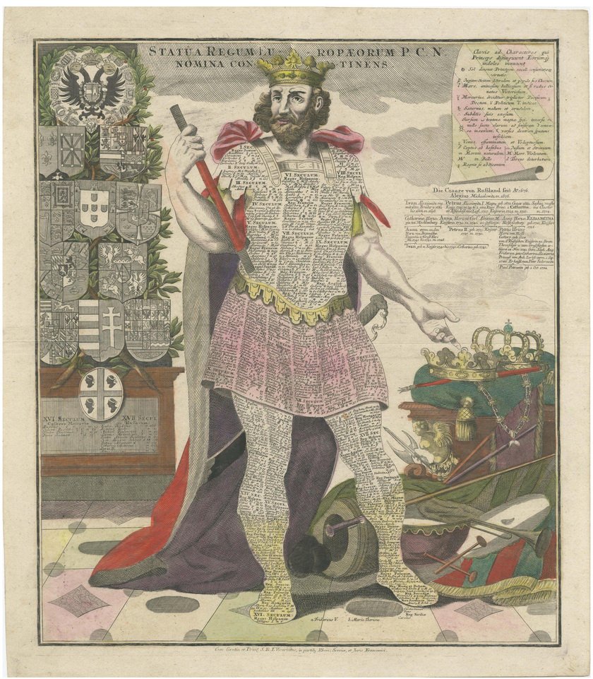 European Monarchies with Heraldry and Imperial Regalia, 1740, Paper for ...