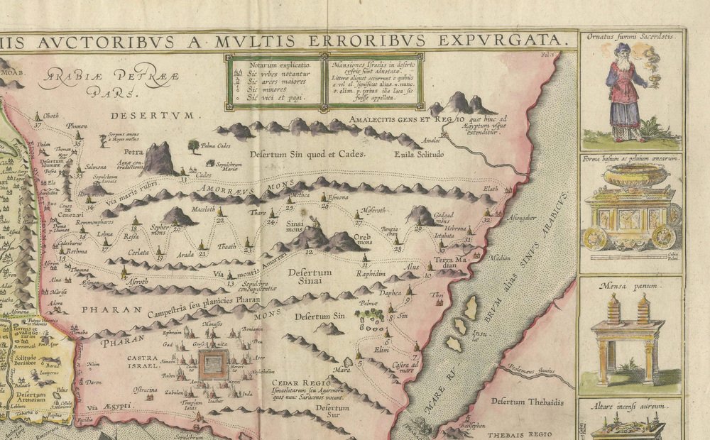 Map of the Holy Land with Insets of Jerusalem and Biblical Artefacts ...
