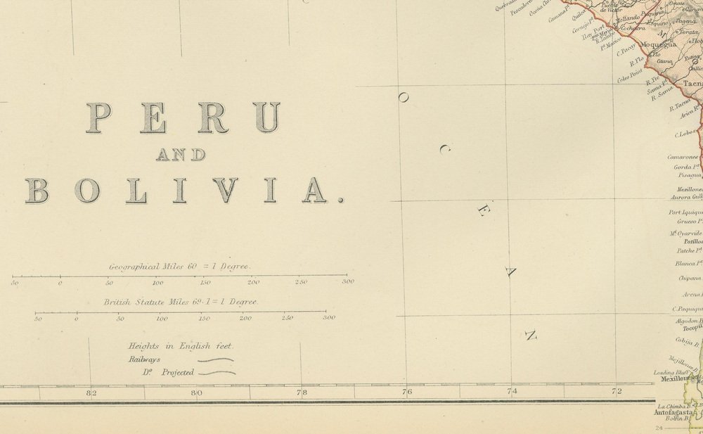 Antique Map of Peru and Bolivia, 1882 for sale at Pamono