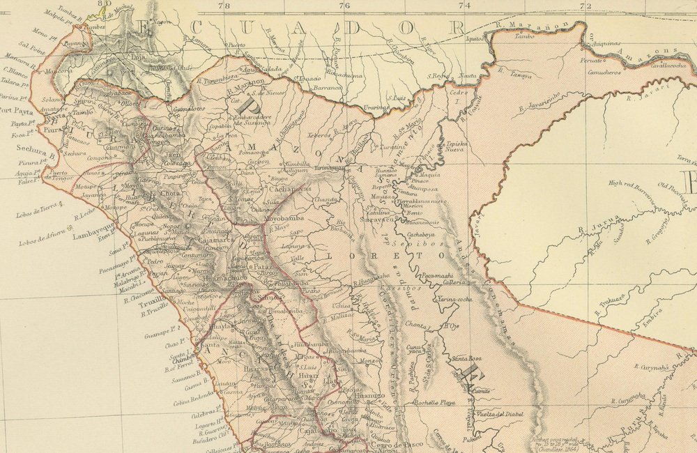 Antique Map of Peru and Bolivia, 1882 for sale at Pamono