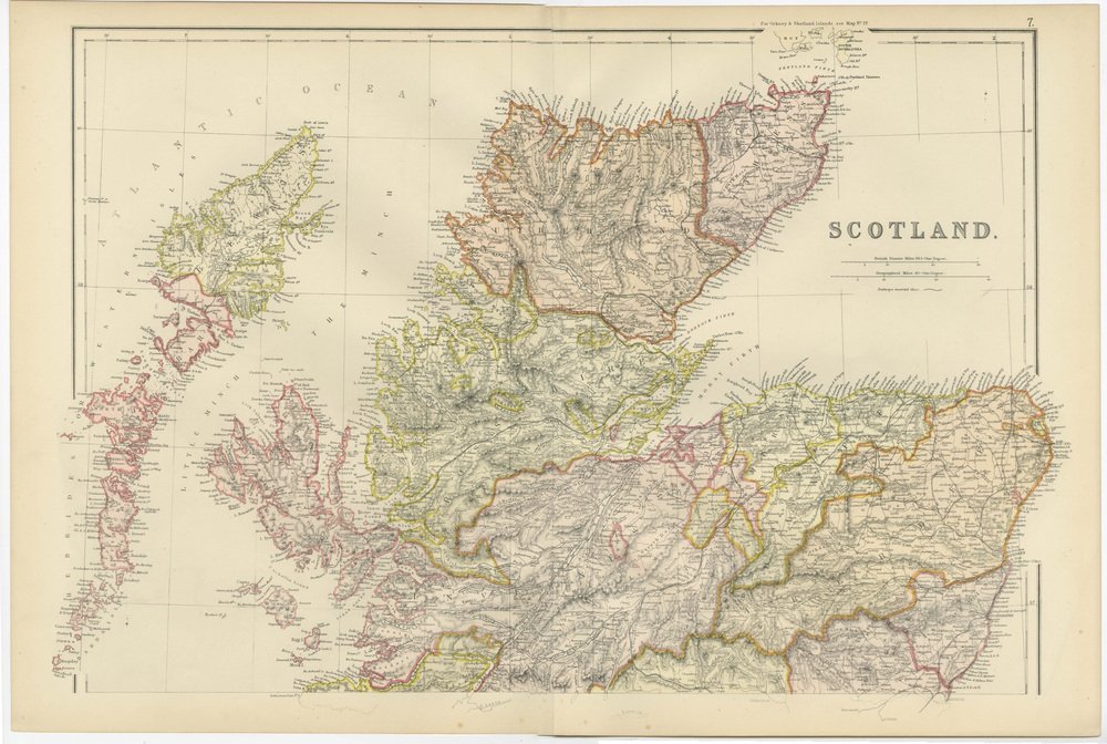 Die Highlands and Lowlands of Scotland Karte, 1882, 2er Set bei Pamono ...