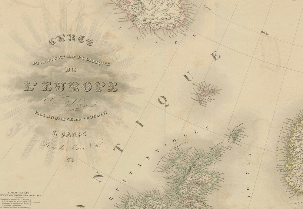 Maps of Europe by Andriveau-Goujon, 1849, Set of 2 for sale at Pamono