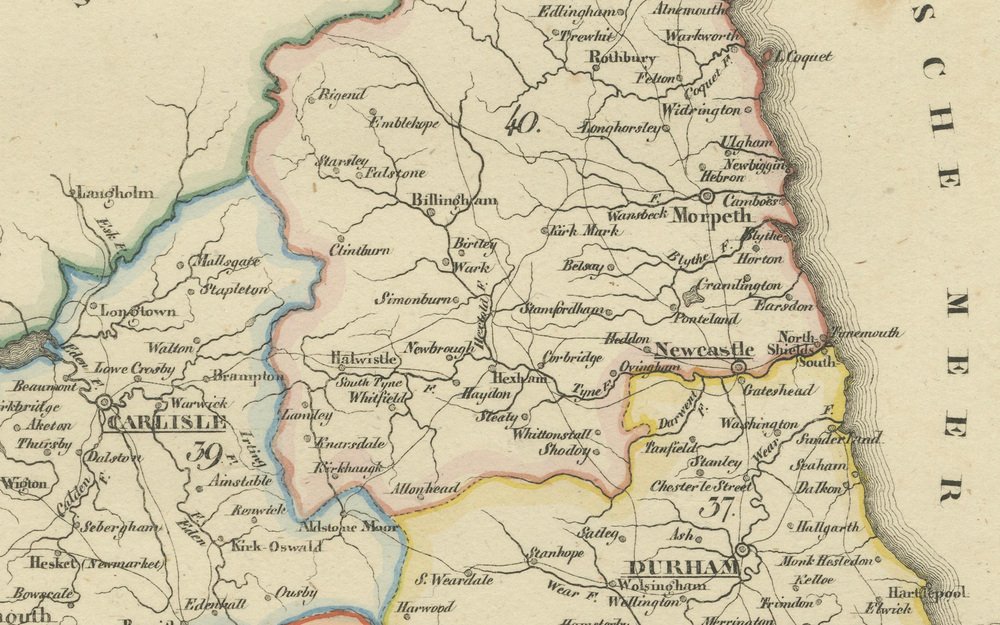 Map of Northern England and Durham, 1830, Paper for sale at Pamono