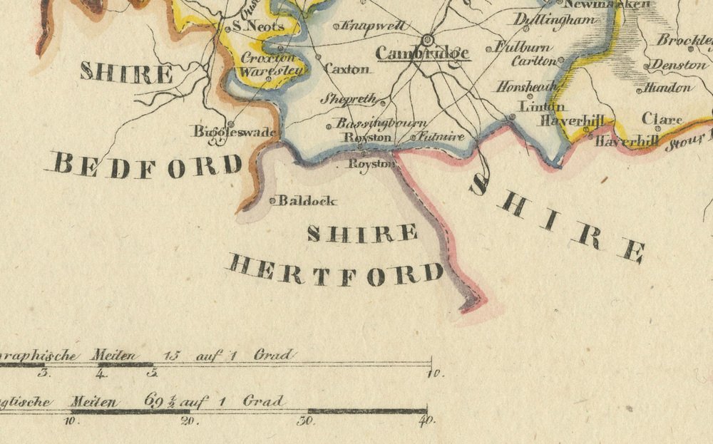 Antique Map of Eastern England with Suffolk, 1830 for sale at Pamono