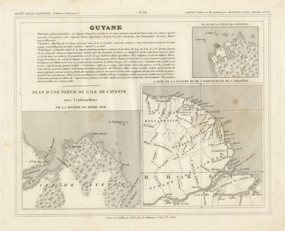 Antique Map of French Guiana and Cayenne, 1835 for sale at Pamono