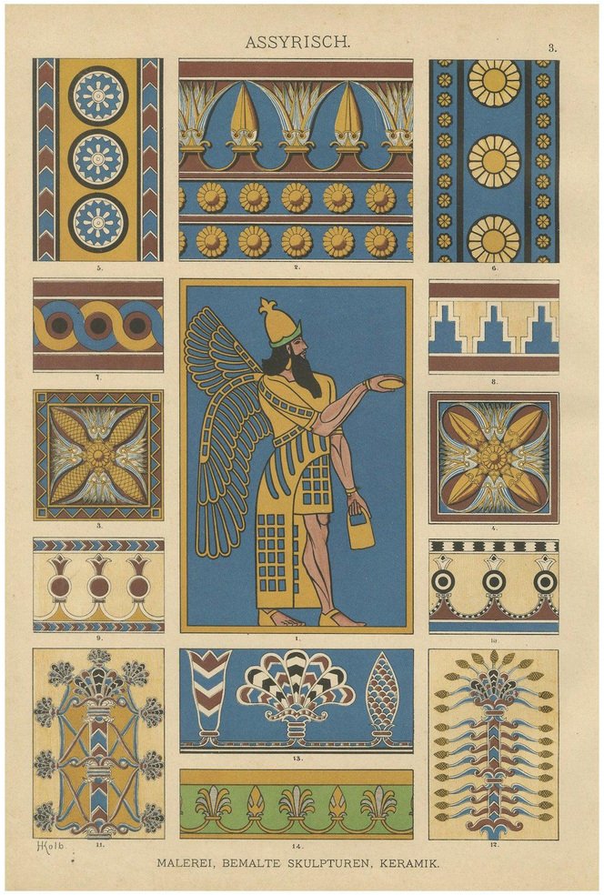 Dolmetsch, Assyrian Ornament Print Featuring Mythological Guardian ...