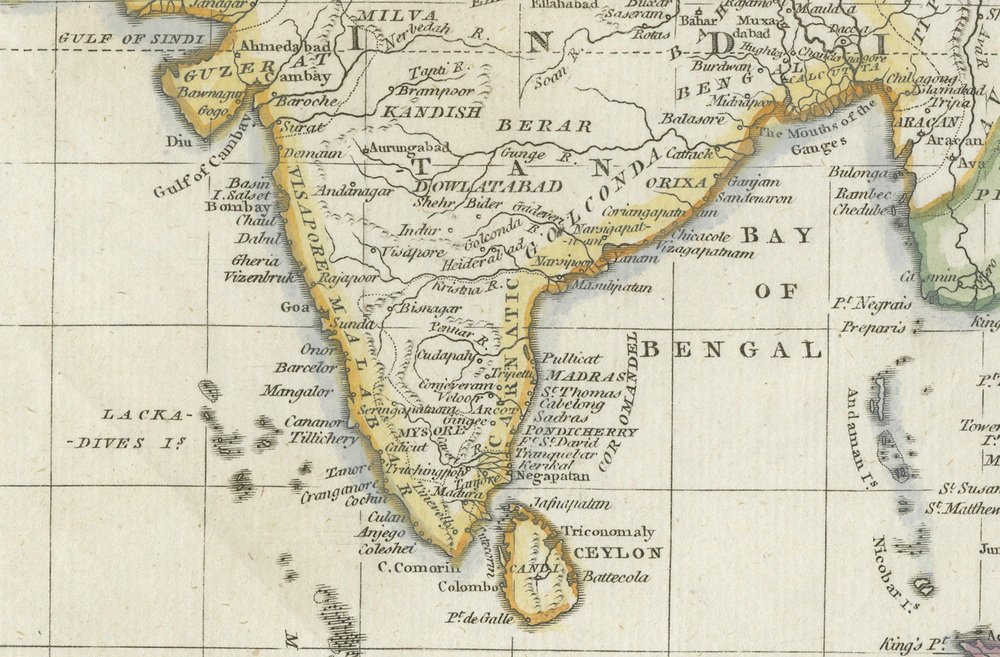 Map of the East Indies India, Siam, Philippines, Java, Borneo and ...