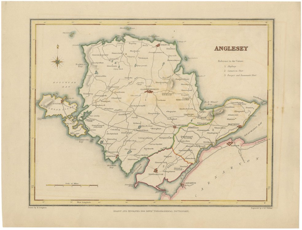 Map of Anglesey, 1844 for sale at Pamono