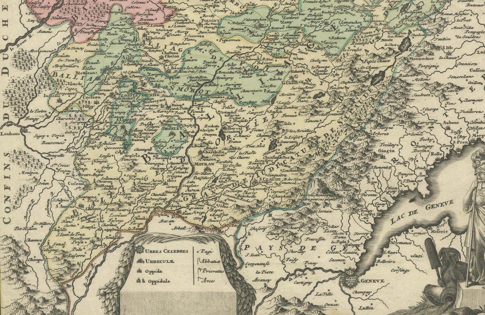 Antique Map of the County of Burgundy by Johann Baptist Homann, 1710 ...