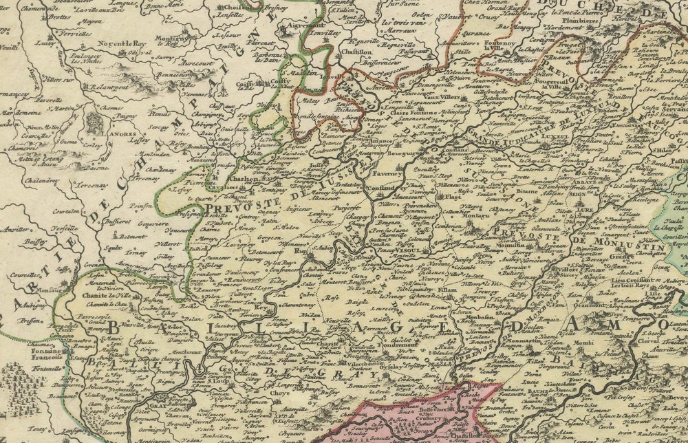 Antique Map of the County of Burgundy by Johann Baptist Homann, 1710 ...