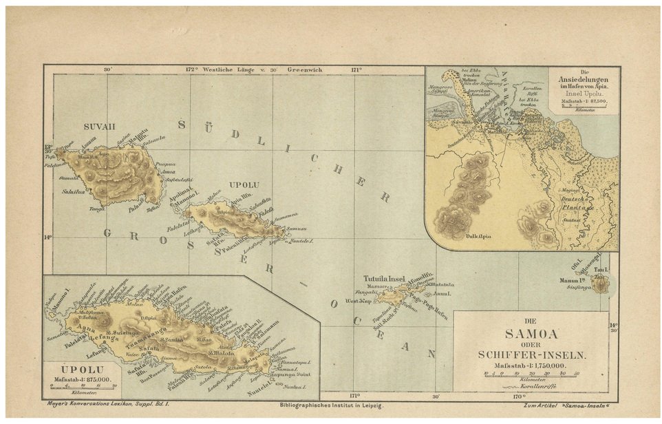 Mapa de Samoa, década de 1890 en venta en Pamono