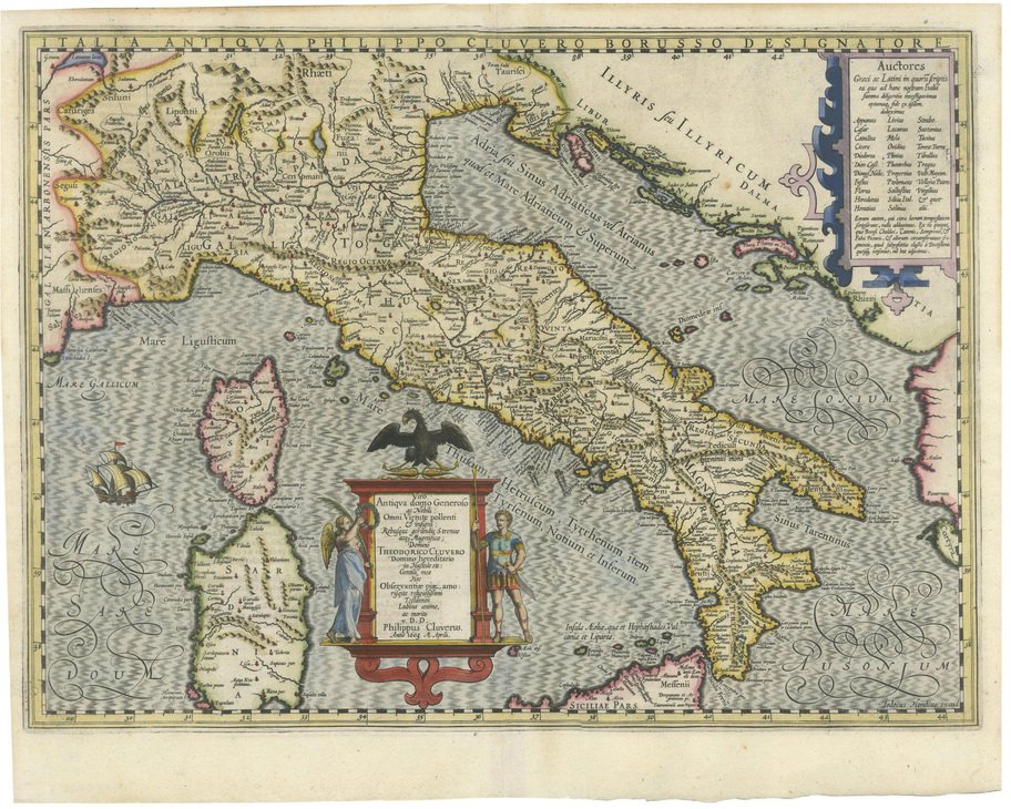 Hondius Map of Ancient Italy by Philippo Cluvero, 1603 for sale at Pamono