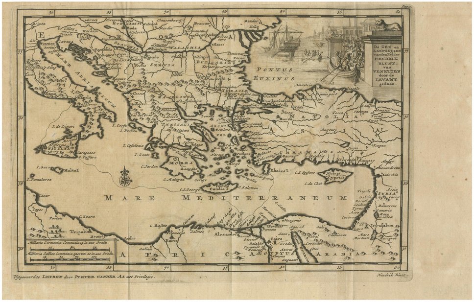 Carte Venetian Trade Routes in the Levant par Pieter Van Der Aa, 1720 ...