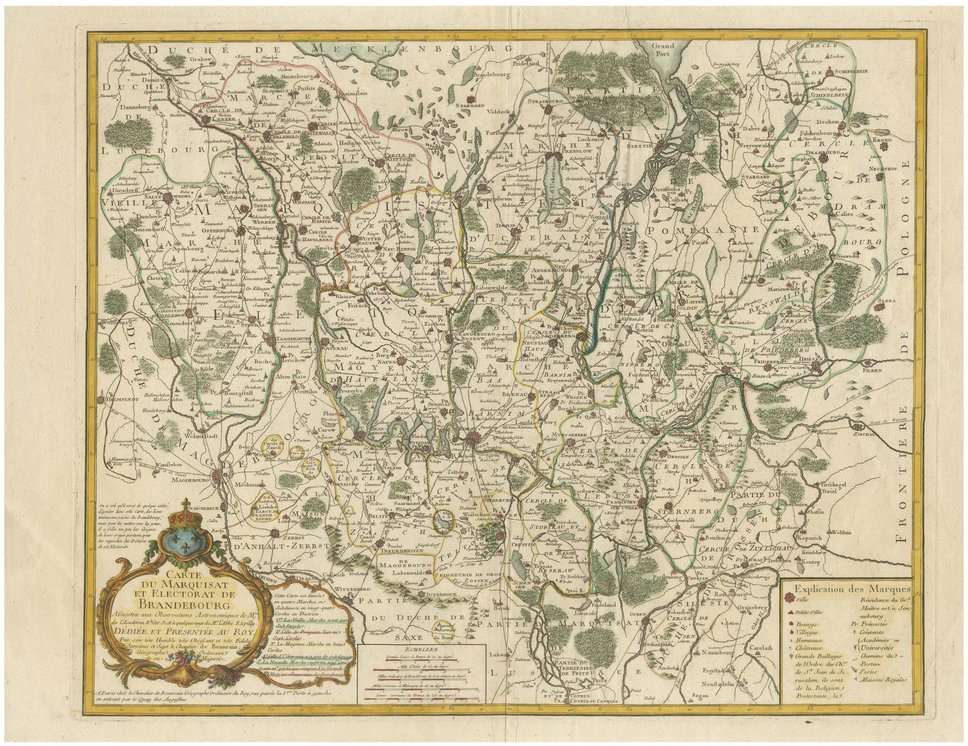 Map of the Margraviate and Electorate of Brandenburg by De Beaurain, 1750 for sale at Pamono