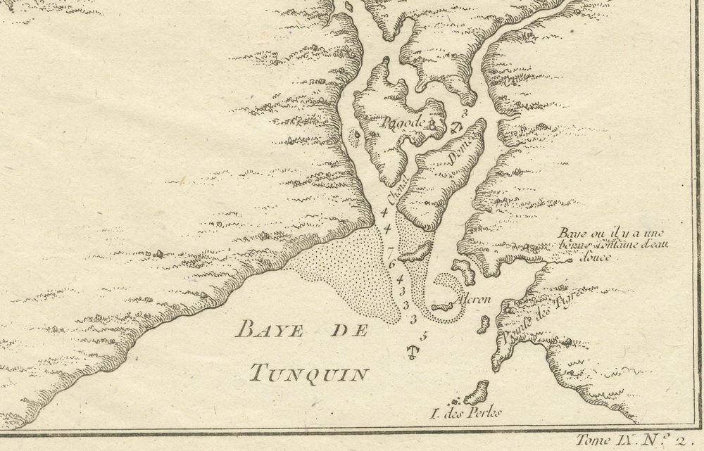 1750 Bellin Map of the Red River (Tonkin River) and Hanoi, Vietnam for ...