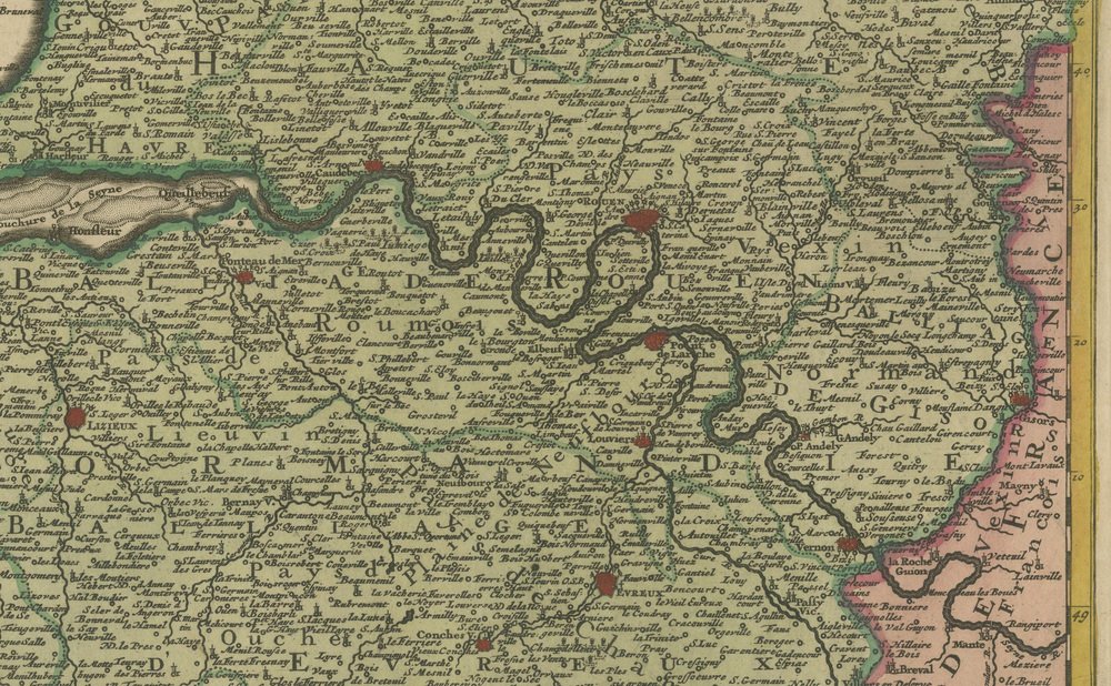 Normandy Map by Frederick De Wit, 1705 for sale at Pamono