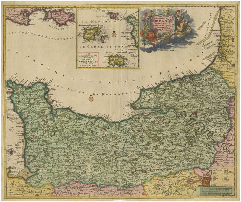 Normandy Map by Frederick De Wit, 1705 for sale at Pamono