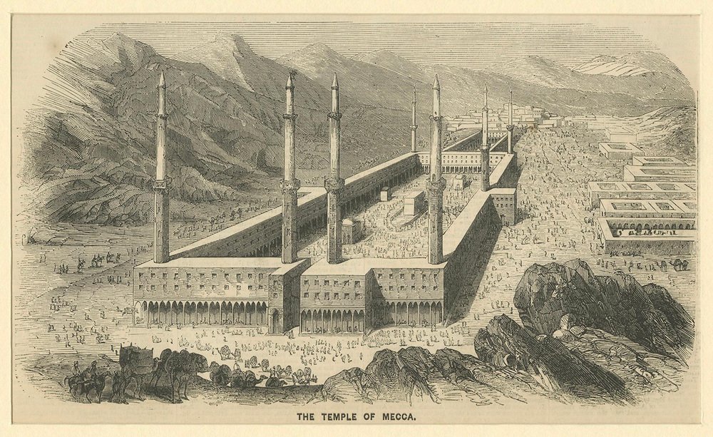 Antique Engraving of the Great Mosque of Mecca with Kaaba, 1850s, Print ...