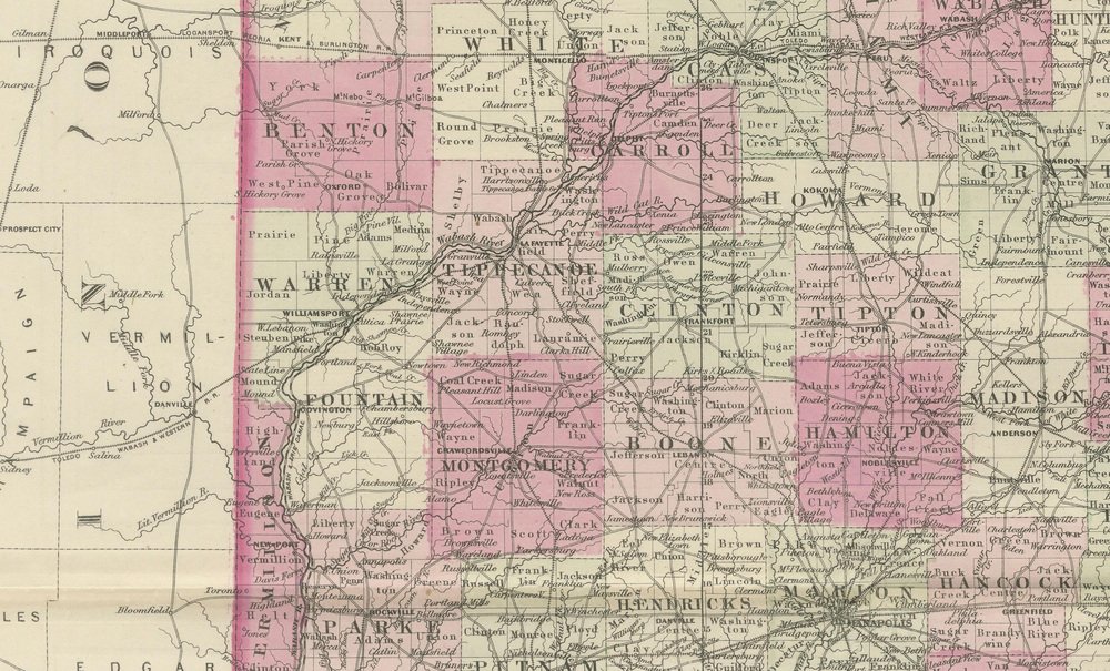 Civil War Era Map of Indiana with Lake Michigan Detail, 1864 for sale ...