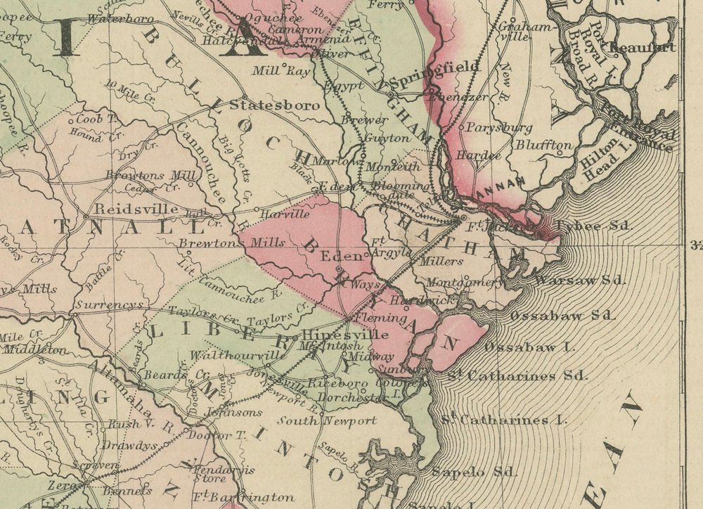 Civil War Map of Georgia and Alabama with Coastal Focus, 1864 for sale ...