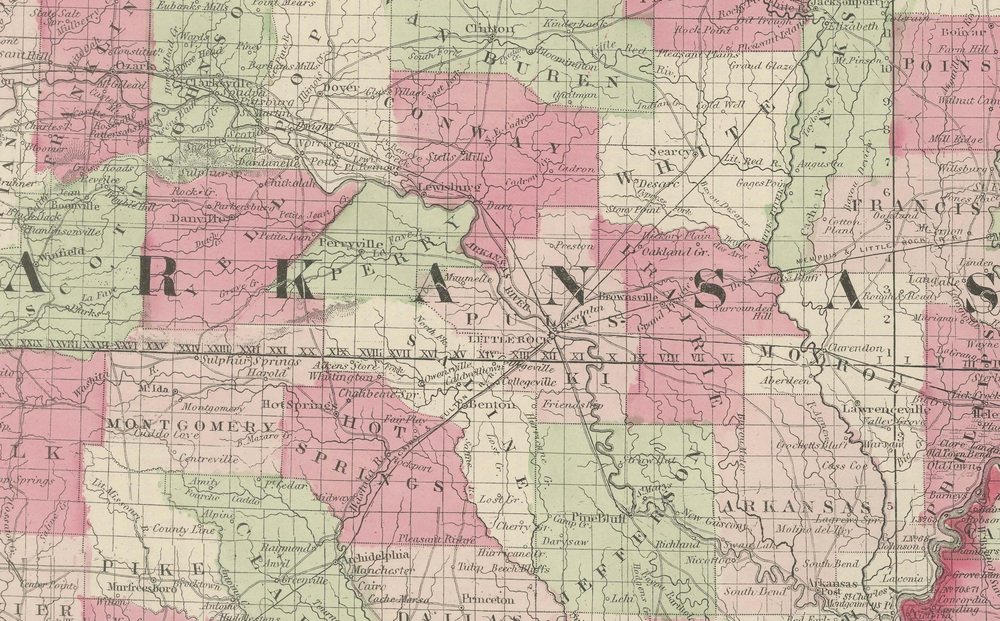 Civil War Era Map of Arkansas, 1864 for sale at Pamono