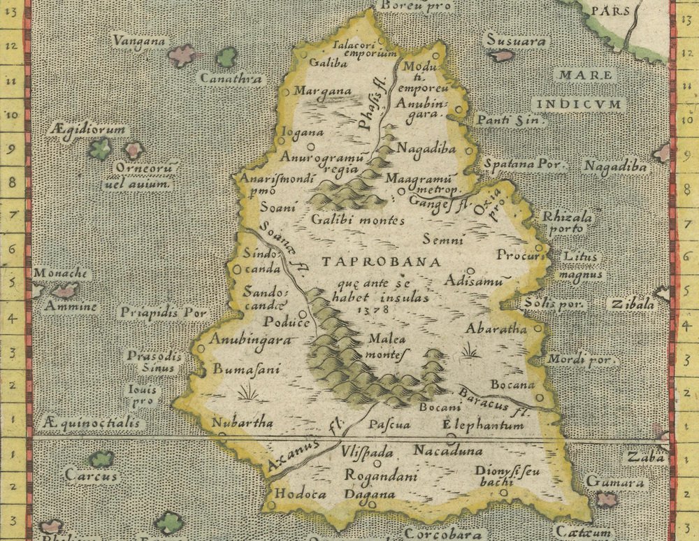 Map of Taprobana with Elephant Inset by Ptolemy & Magini, 1621 for sale ...