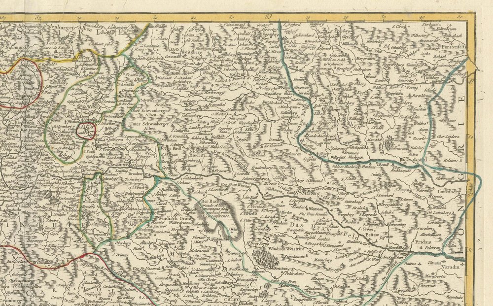 Map of Southern Austria and Carinthia and Carniola and Styria, 1752 for ...