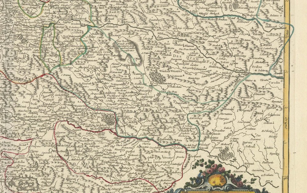 Map of Southern Austria and Carinthia and Carniola and Styria, 1752 for ...
