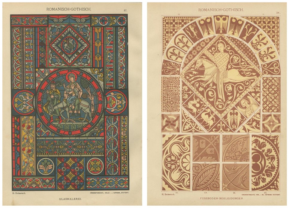 H. Dolmetsch, Romanesque-Gothic Architectural and Floor Designs, 1887 ...