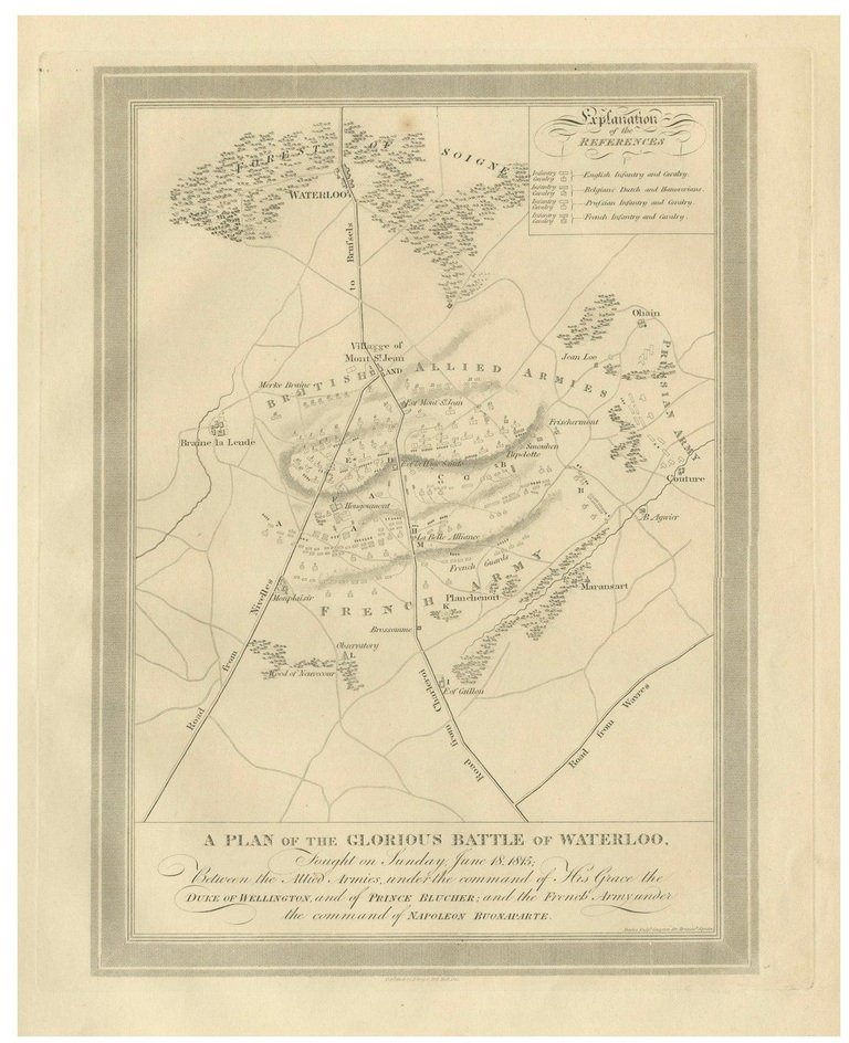 Map of the Glorious Battle of Waterloo, 1816 for sale at Pamono
