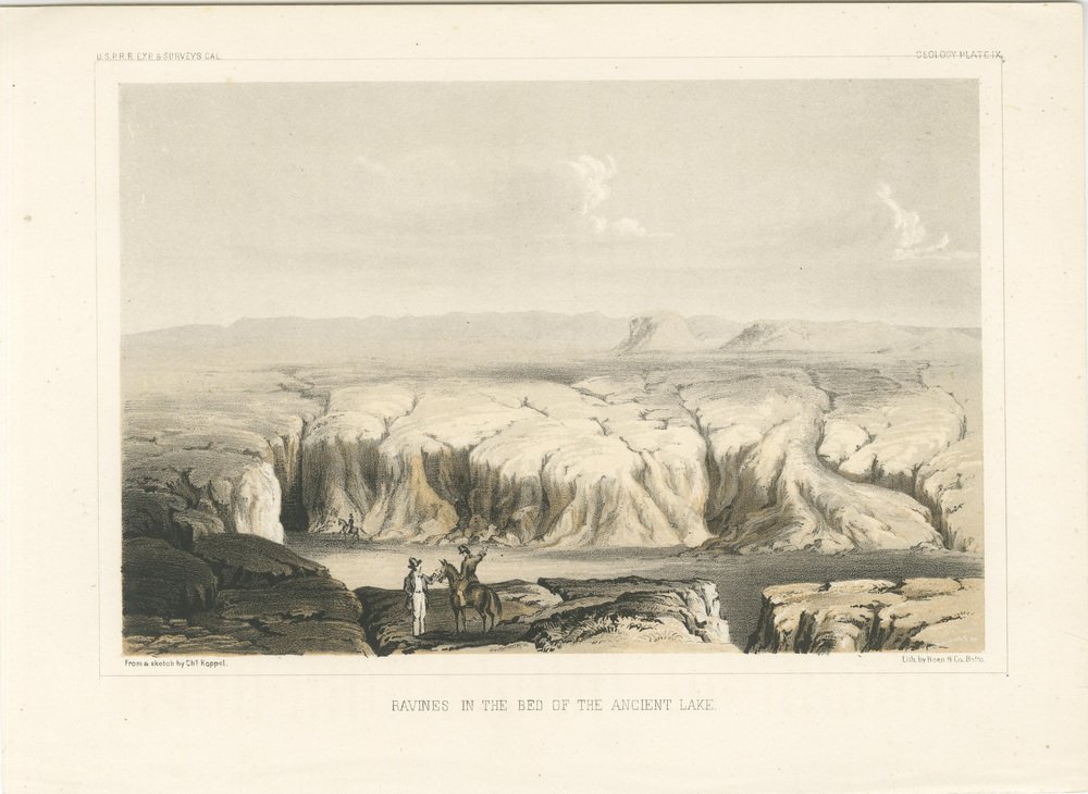 Nach C. Koppel, Ravines in the Bed of the Ancient Lake in den USA, 1856 ...