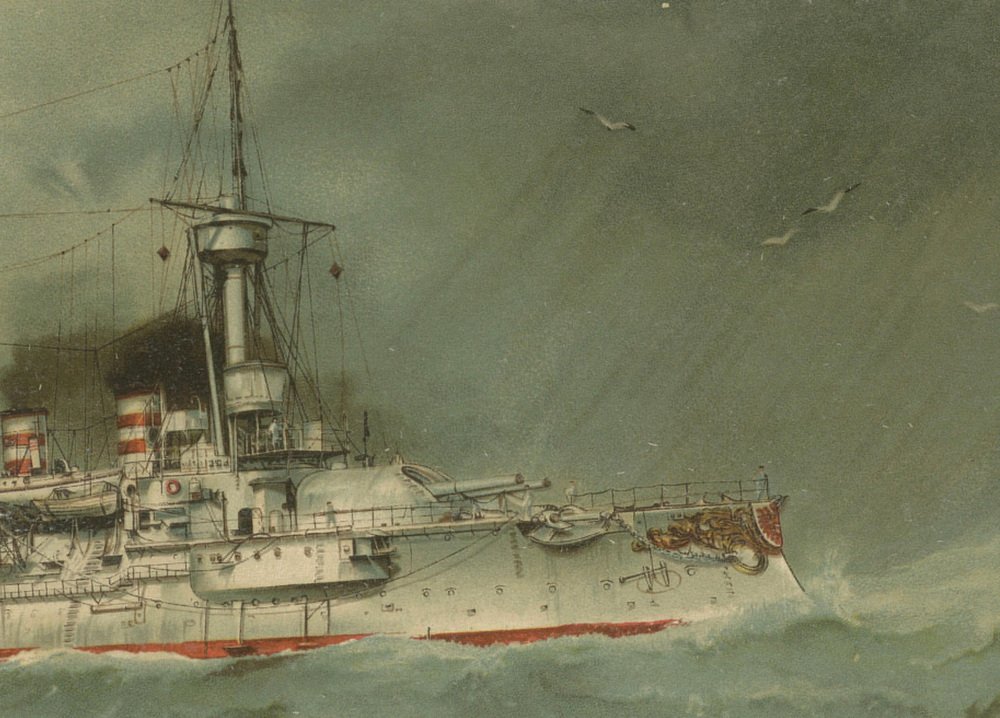 H. Graf, SMS Wörth: German Pre-Dreadnought Battleship in Stormy Seas ...