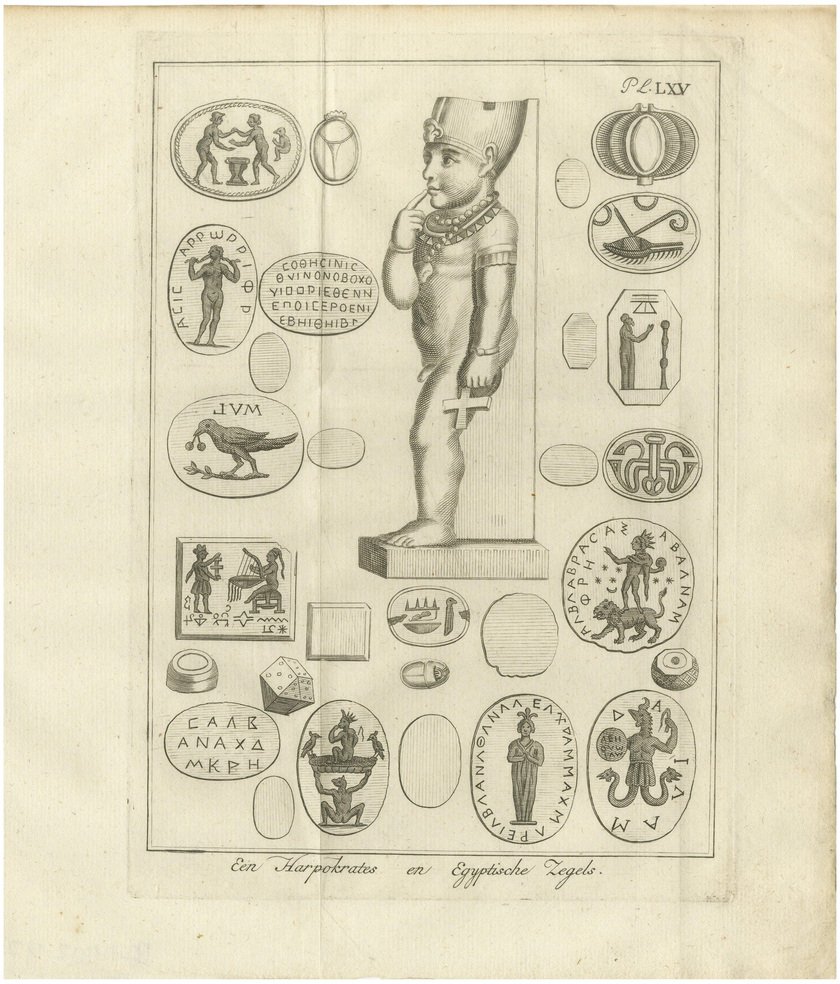 Harpocrates and Ancient Egyptian Magical Seals, 1776, Engraving on ...