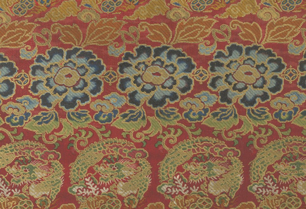 Japanese Brocade Patterns in Red and Gold, 1880s, Paper for sale at Pamono