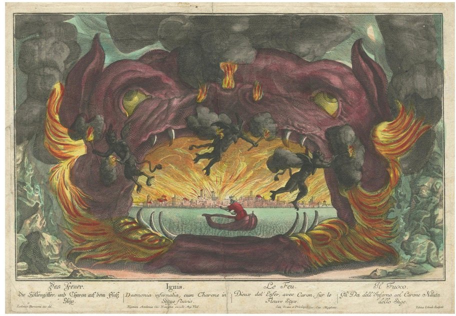 After Burnacini, Baroque Allegory of Fire with Underworld Imagery ...