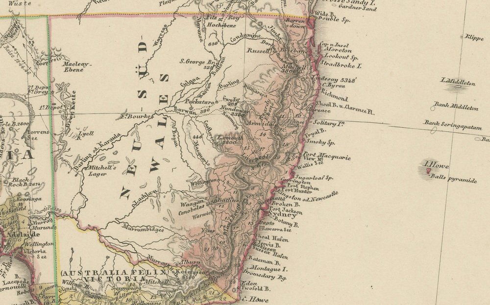 Map of Australia and New Zealand, 1857 for sale at Pamono